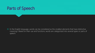 Parts of speech and sentences | PPT