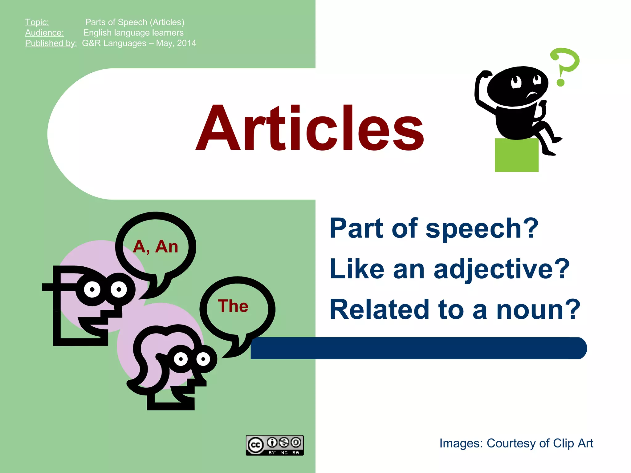 Parts of Speech (Articles) | PPT