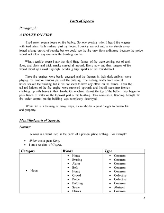 Parts of speech assignment | DOCX | Disasters