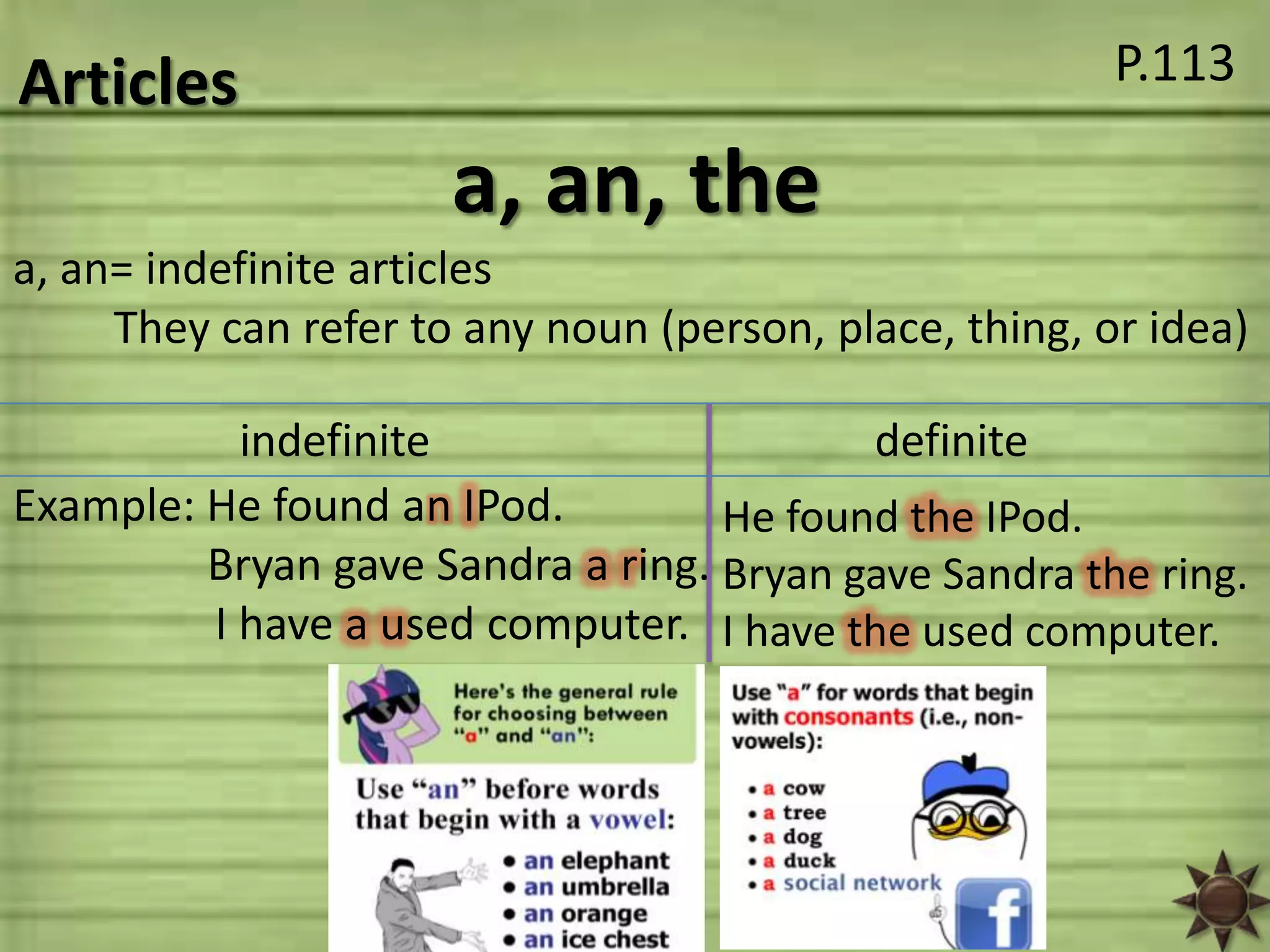 Nouns, Verbs, Adjectives, Articles | PPTX