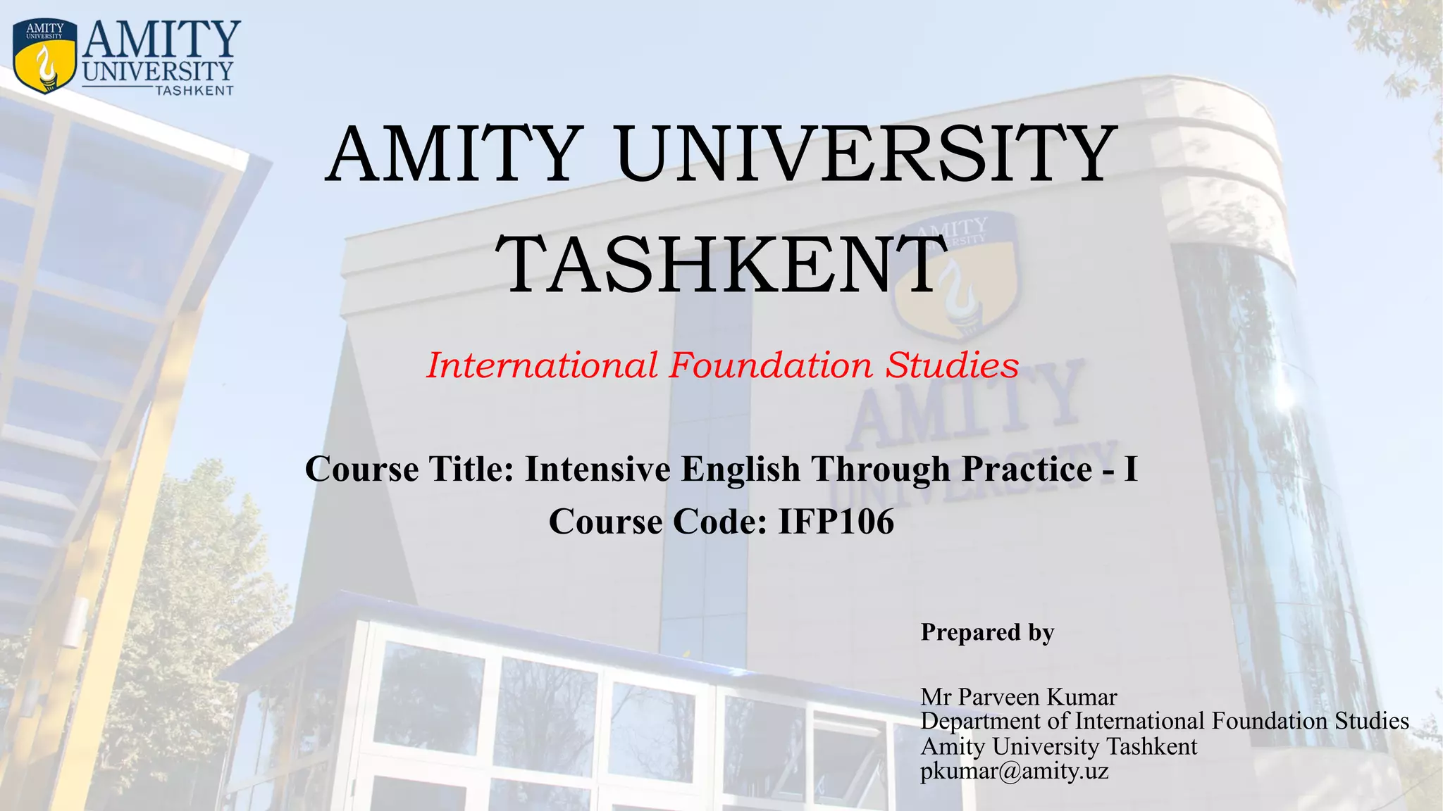 Parts of Speech in English - IFS English Amity Tashkent | PDF ...