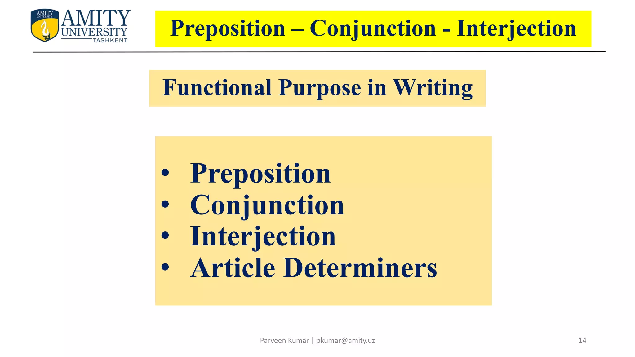 Parts of Speech in English - IFS English Amity Tashkent | PDF ...