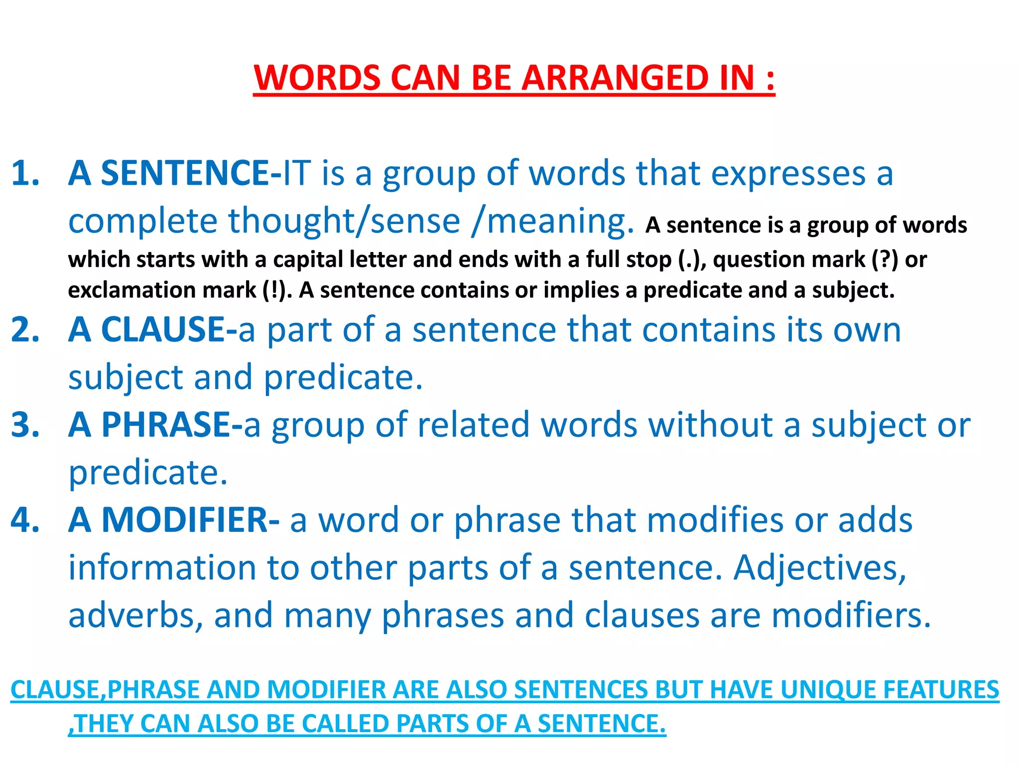 Parts of speech & Parts of a sentence | PPTX