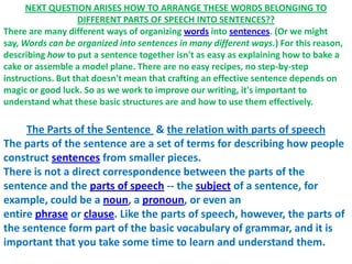 Parts of speech & Parts of a sentence | PPT
