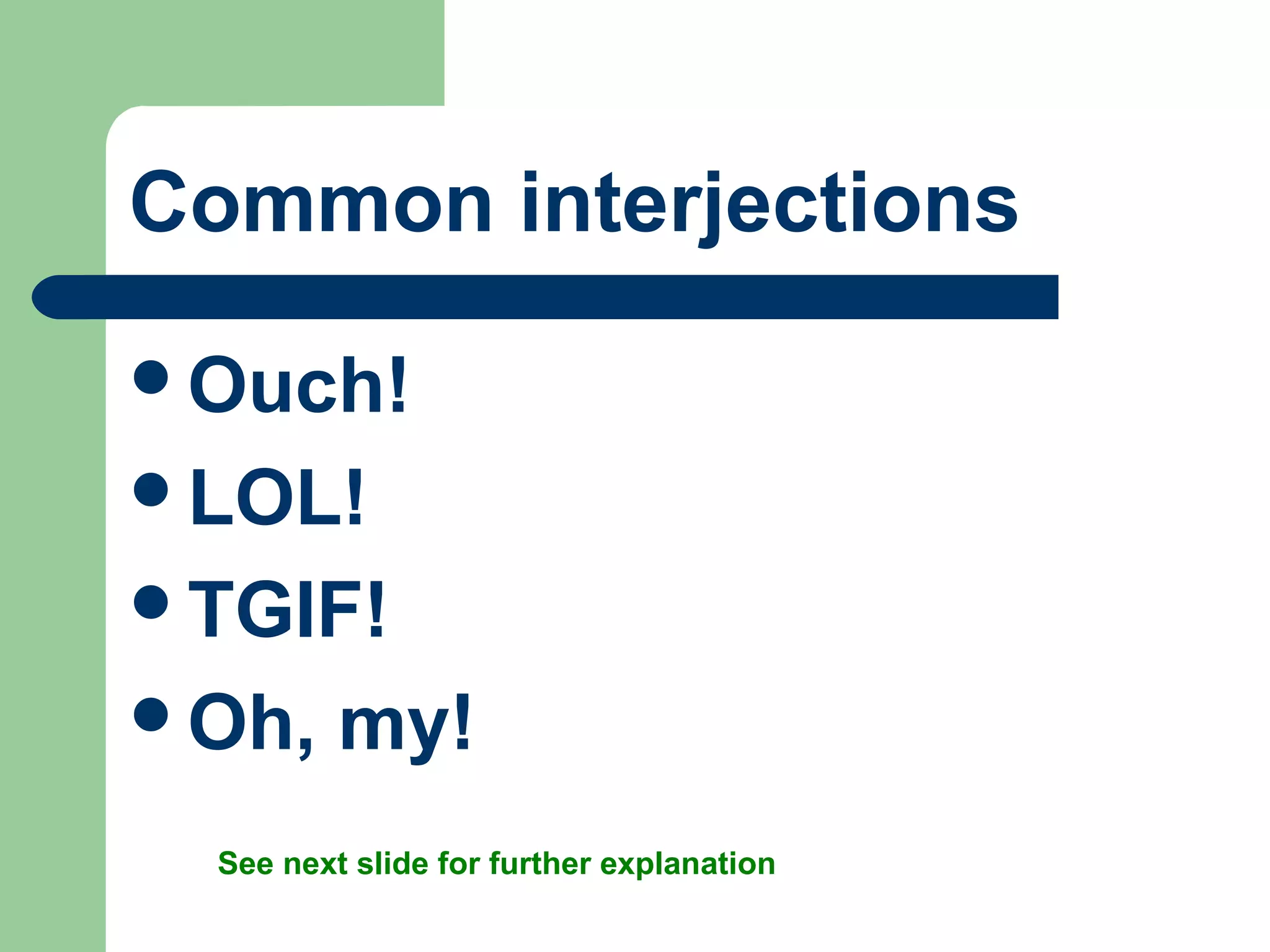 Parts of speech (Interjections) | PPT
