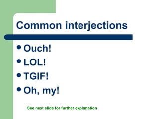 Parts of speech (Interjections) | PPT