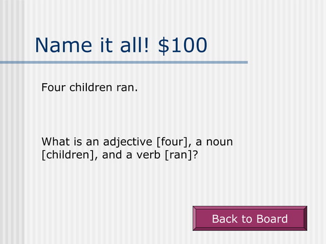 Parts of speech jeopardy | PPT