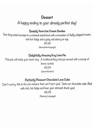 Parts of speech menu project complete packet | PDF