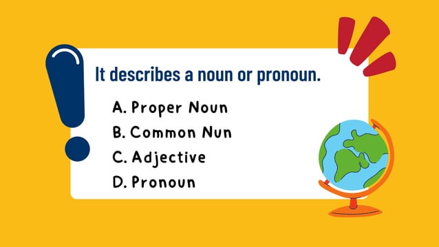 Parts of Speech (NOUN, PRONOUN, ADJECTIVE, VERB) | PPT