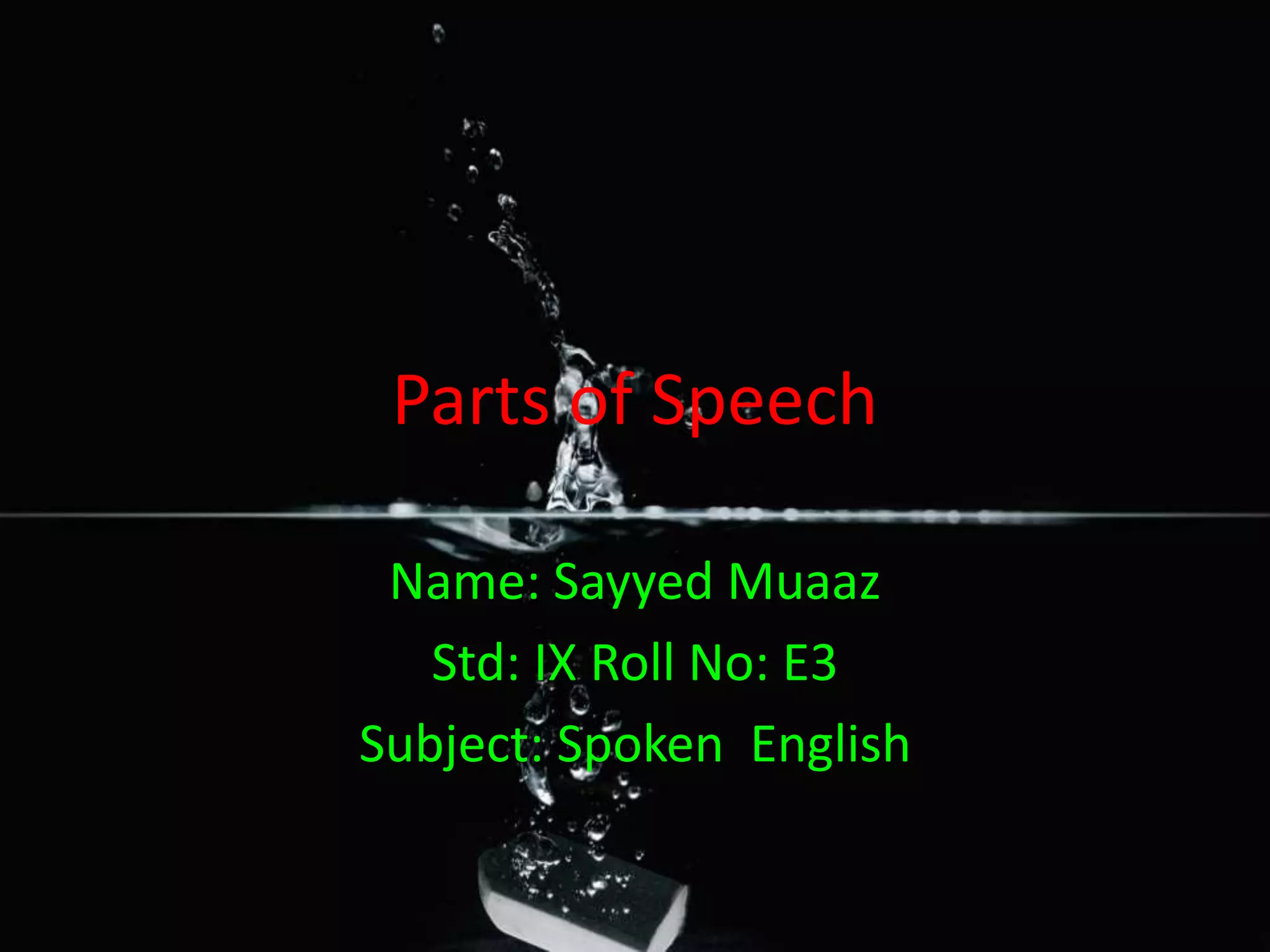 Parts of speech ppt | PPTX