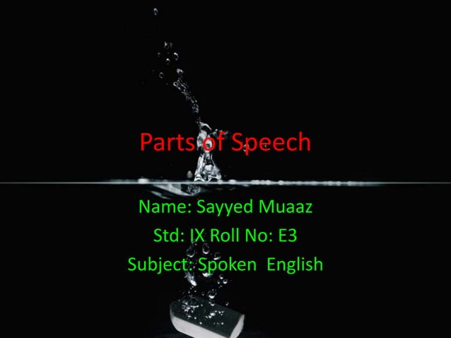 Parts of speech ppt | PPTX
