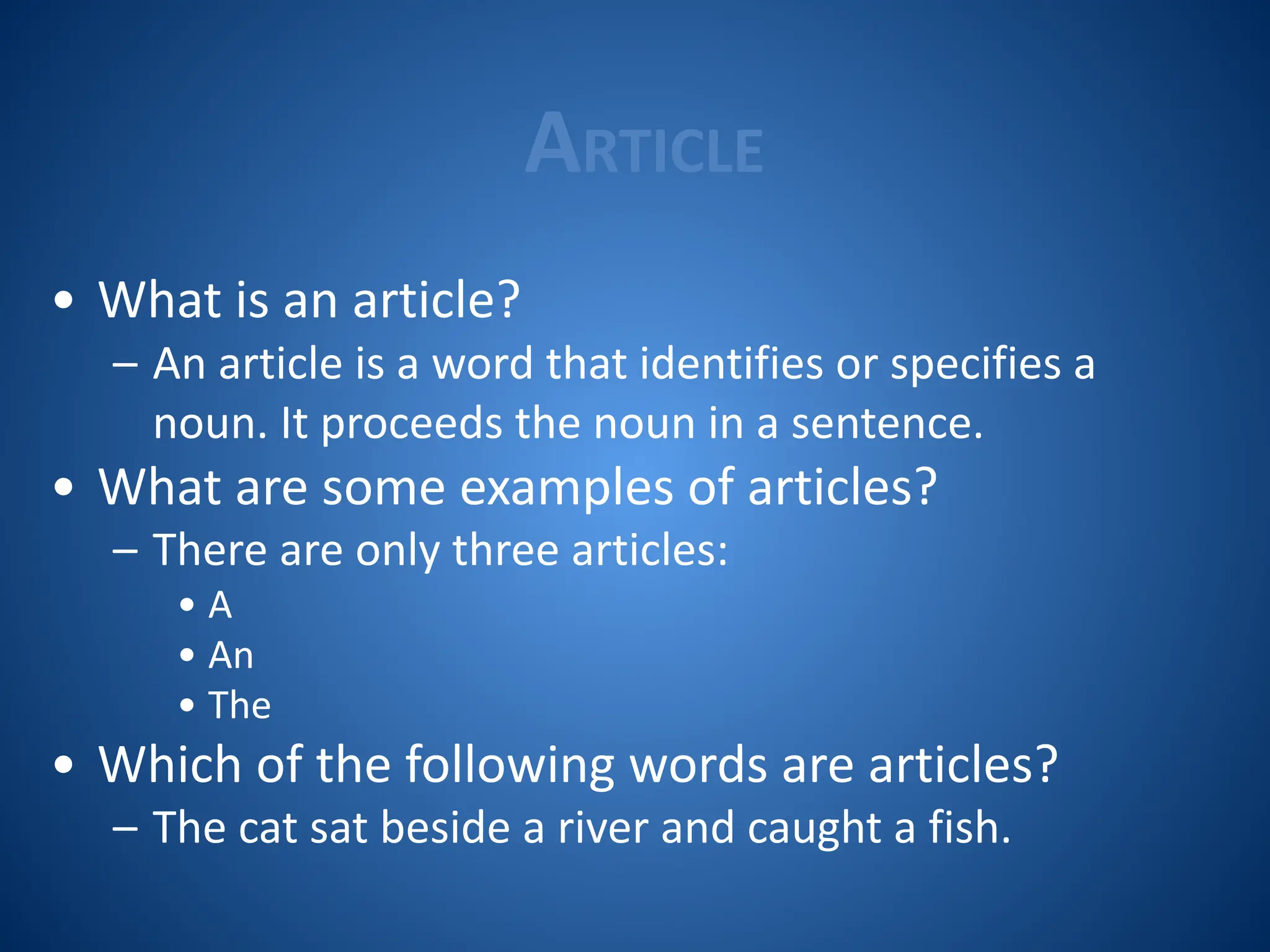 Parts of speech are categories that classify words based on their ...