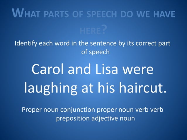 Parts of speech are categories that classify words based on their ...