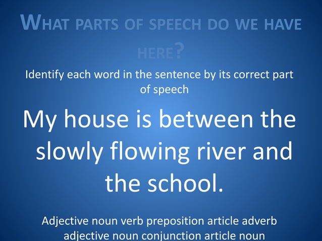 Parts of speech are categories that classify words based on their ...