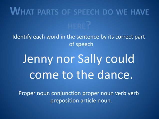 Parts of speech are categories that classify words based on their ...