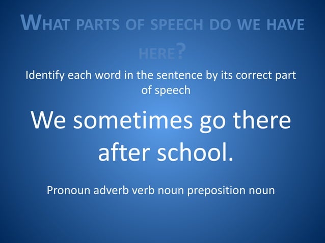 Parts of speech are categories that classify words based on their ...