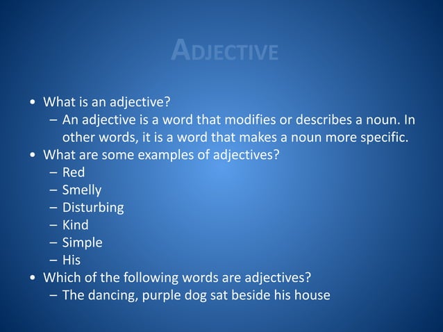 Parts of speech are categories that classify words based on their ...