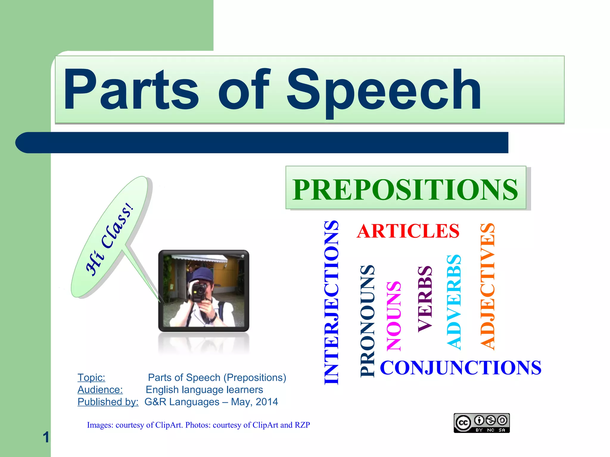 Parts of Speech (Prepositions) | PPT