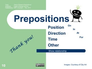 Parts of Speech (Prepositions) | PPT