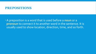 Parts of speech prepositions | PPTX