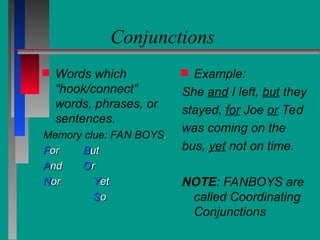 Parts of speech, noun pronoun, verb, adverb, adjectives, preposition ...