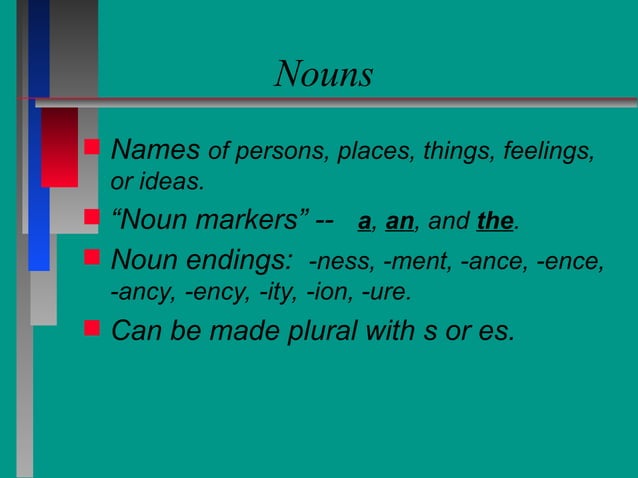Parts of speech, noun pronoun, verb, adverb, adjectives, preposition ...