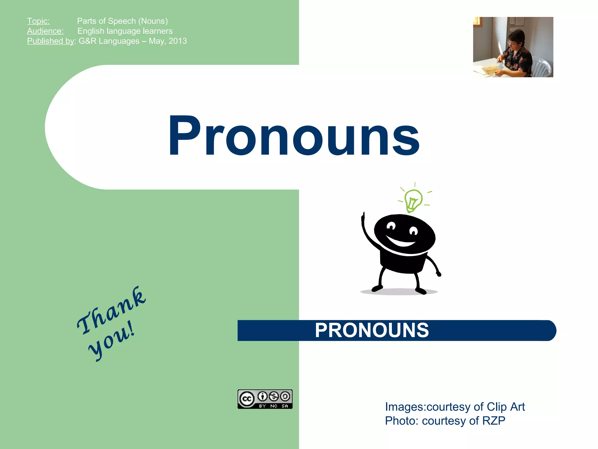 English Grammar: Parts of speech (pronouns) | PPT