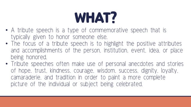 tribute speech in english 10 imporatance and uses | PPTX