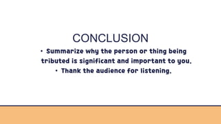 tribute speech in english 10 imporatance and uses | PPT