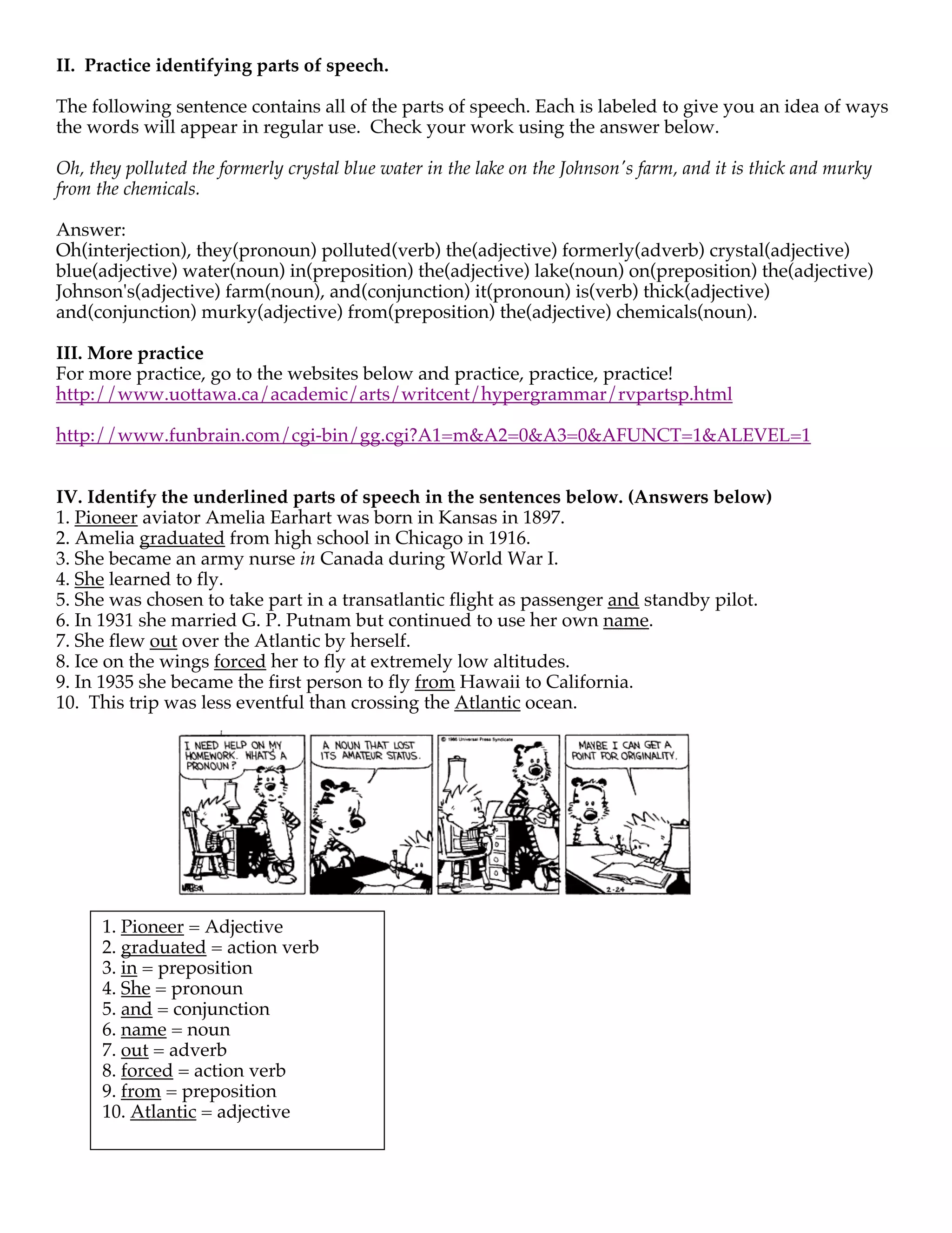 Parts of speech review | PDF