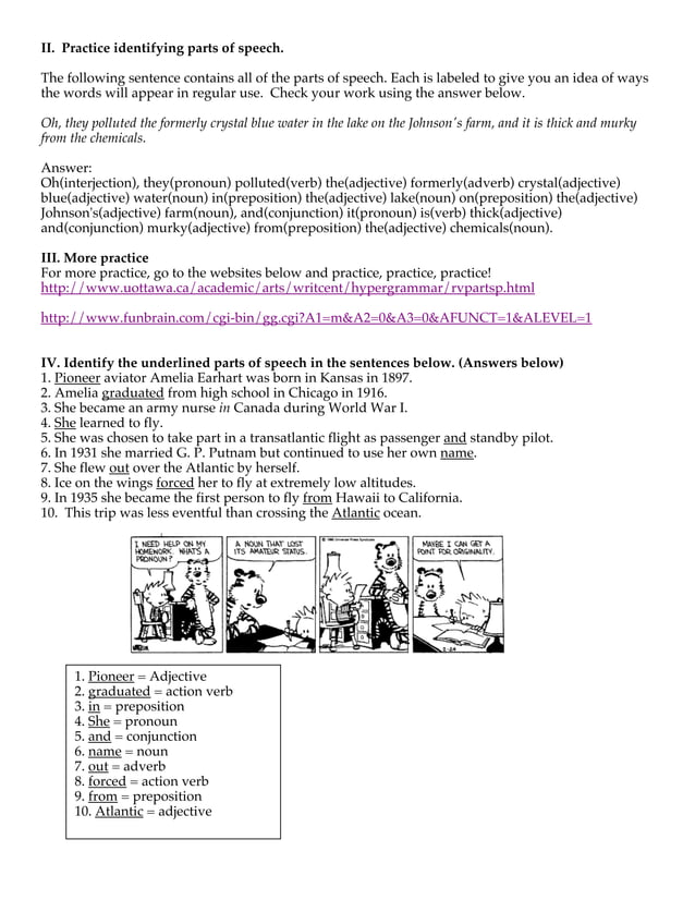 Parts of speech review | PDF