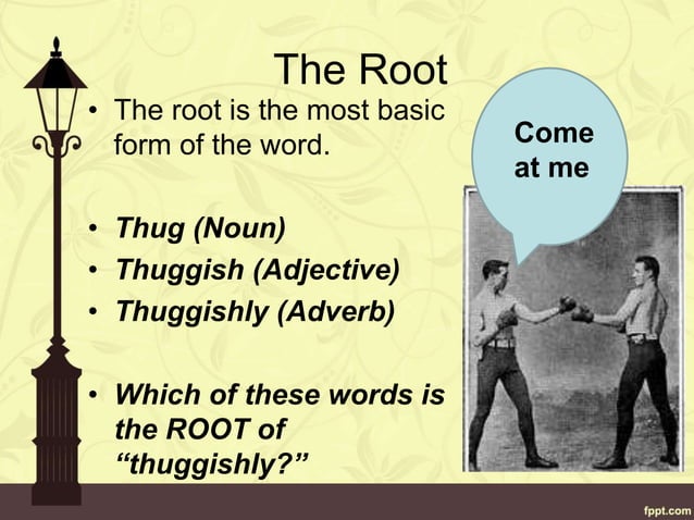 Parts of speech (vocab intro) with root suffix prefix (examples from ...