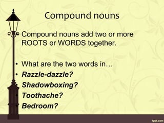 Parts of speech (vocab intro) with root suffix prefix (examples from ...