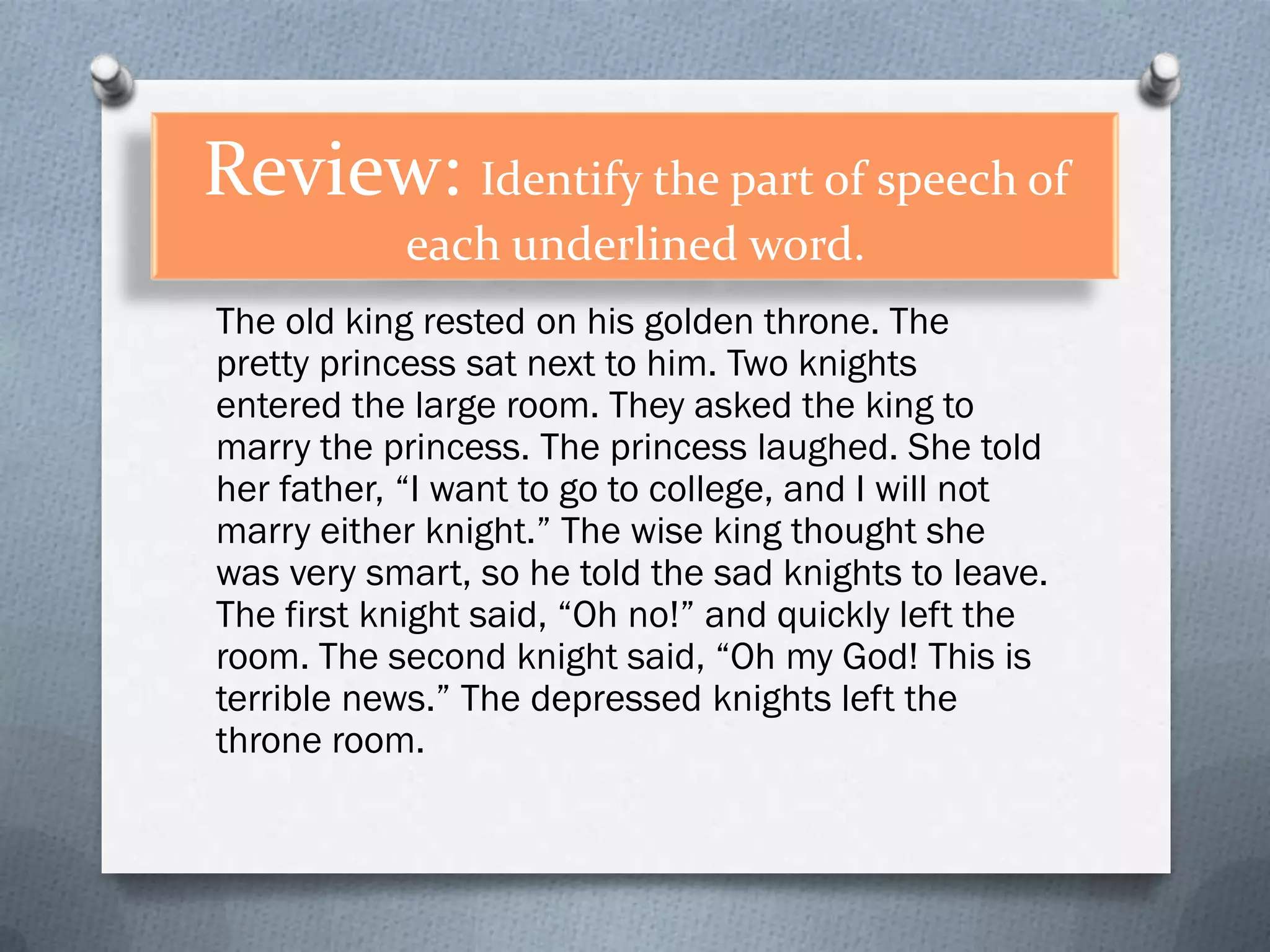 Parts of speech workshop ppt | PPTX