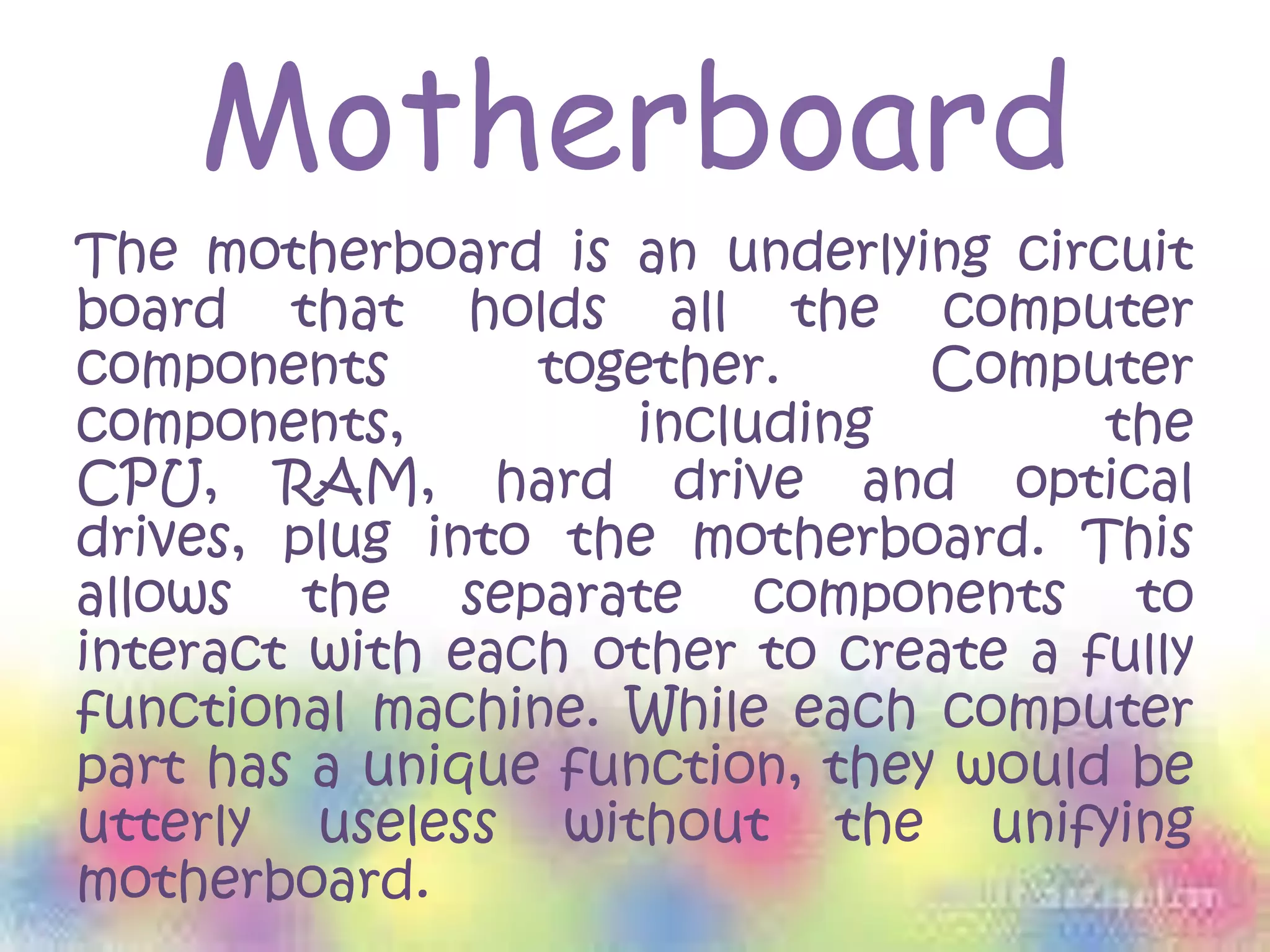 Parts of the computer and thier function | PPTX