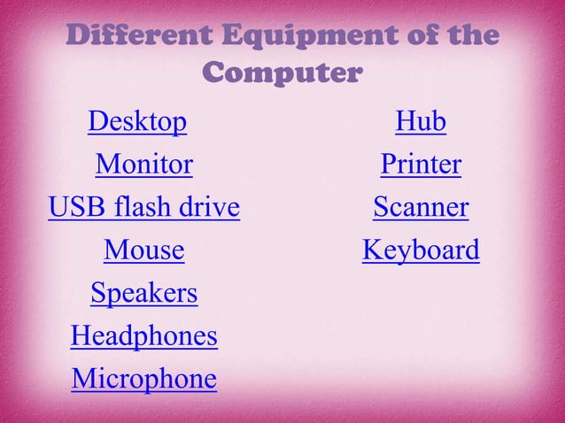 Parts of the computer and thier function