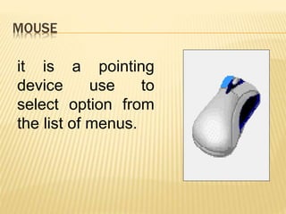 Parts of the computer (mouse and printer) | PPT