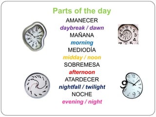 Parts of the day, days of the week, months, seasons | PPTX