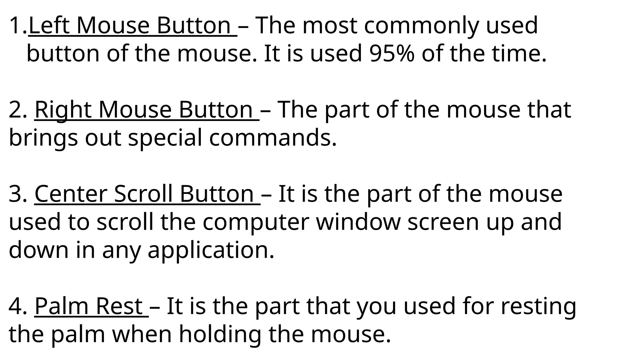 Parts of the Mouse SSES Grade 3 Computer Subject | PPTX
