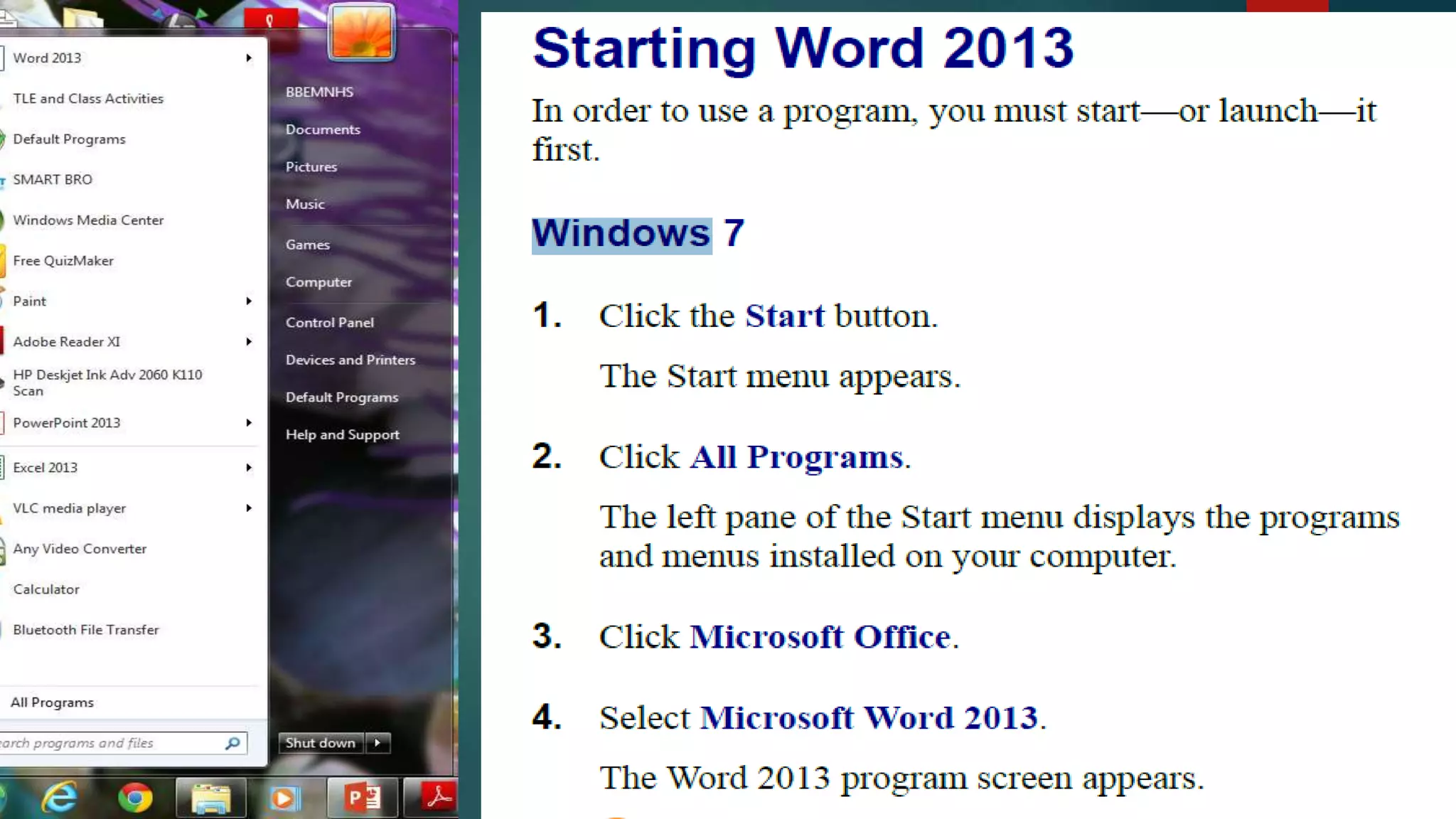 Parts of the ms word 2013 screen and | PPTX
