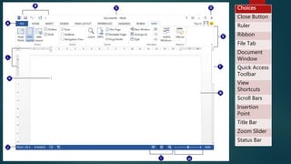 Parts of the ms word 2013 screen and | PPTX