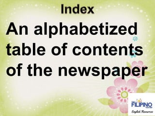 Parts of the newspaper | PPTX