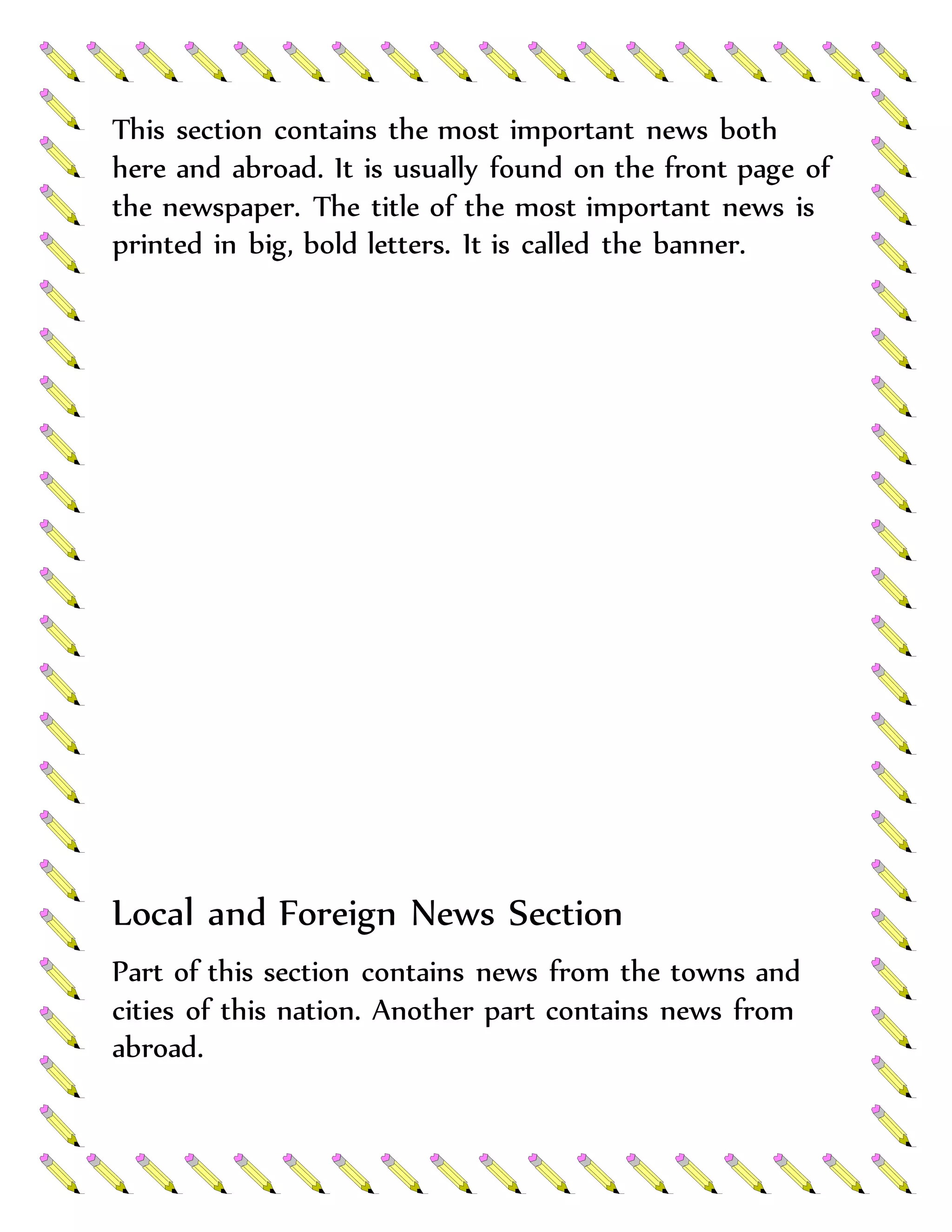 Parts of the newspaper | DOCX