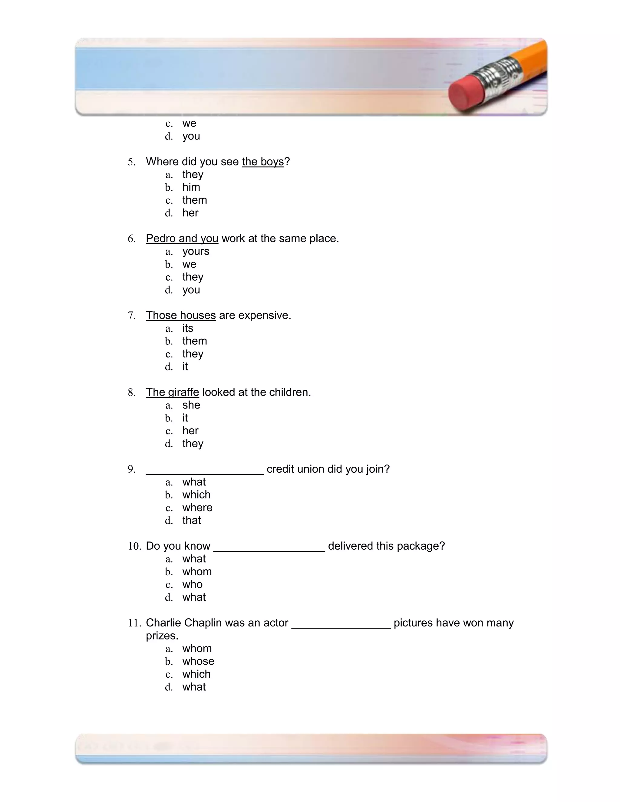 Parts of the Speech - Pronouns | PDF
