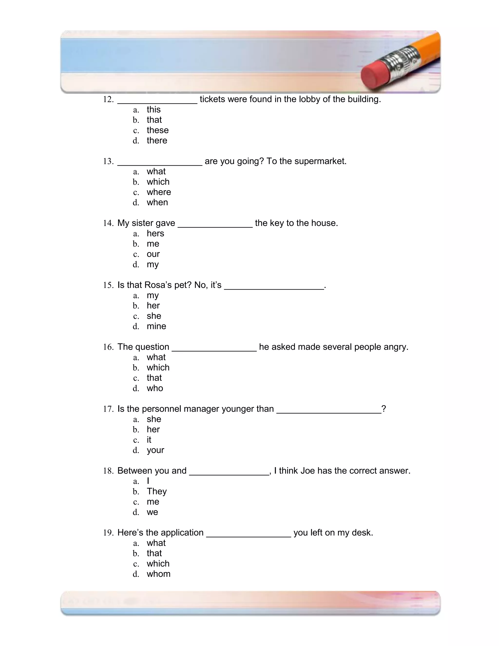 Parts of the Speech - Pronouns | PDF