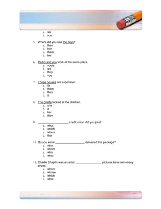 Parts of the Speech - Pronouns | PDF
