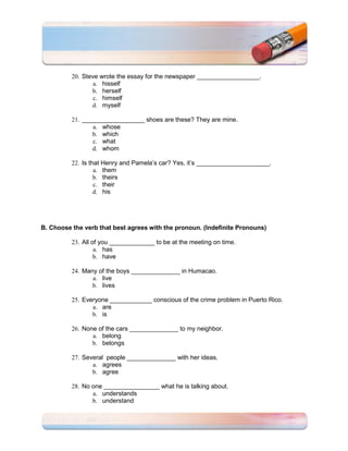Parts of the Speech - Pronouns | PDF