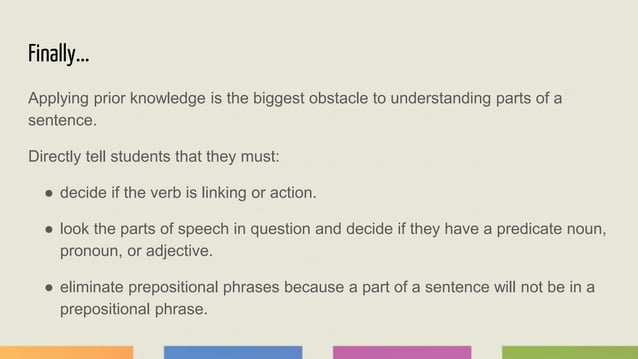 Teaching Parts of a Sentence | PPTX