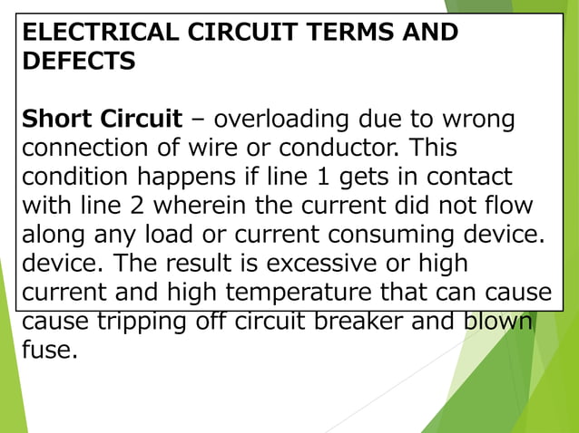 Parts, Types and Defects of Electric Circuit | PPTX