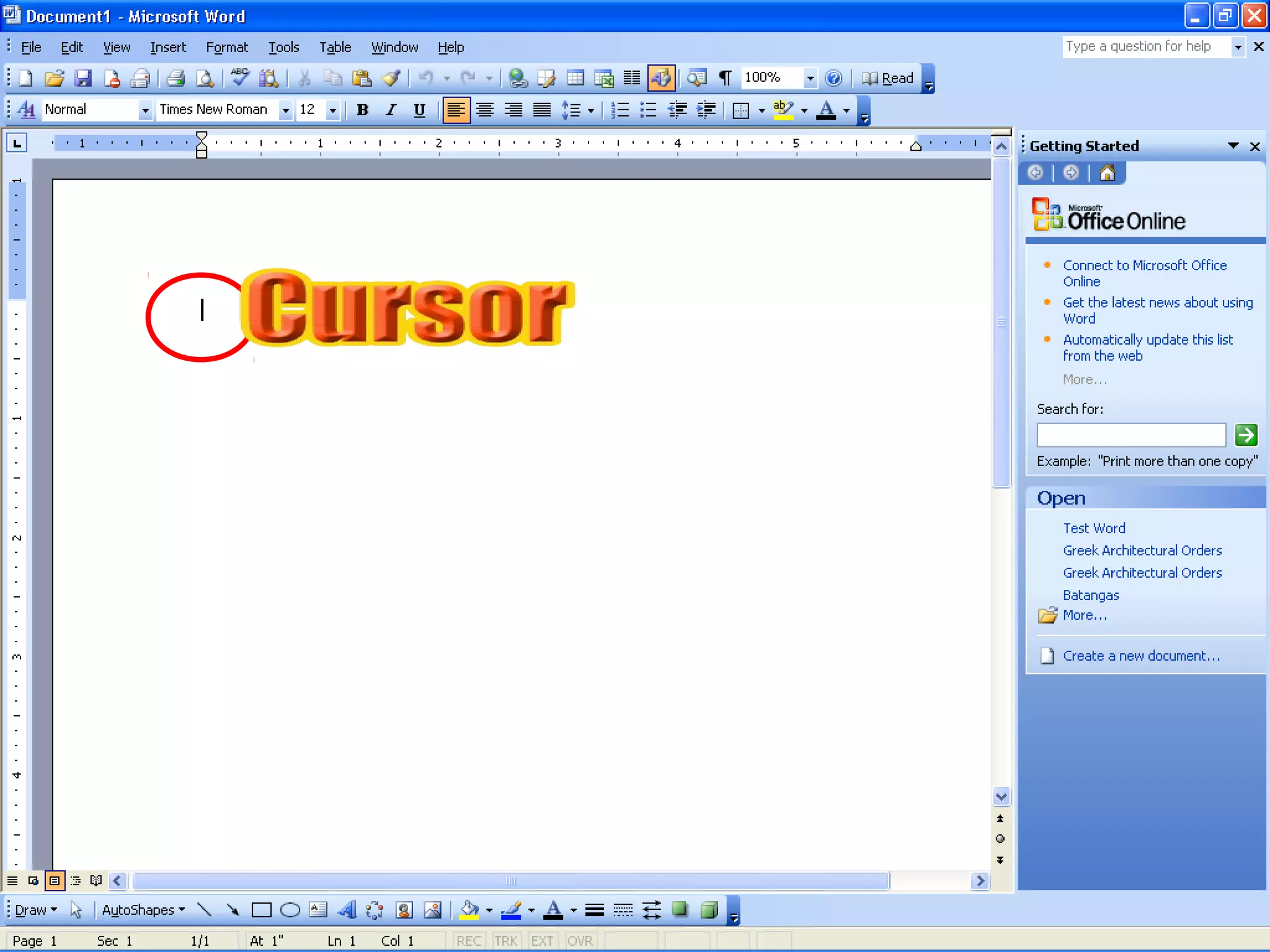 MS Word Window Elements | PPS